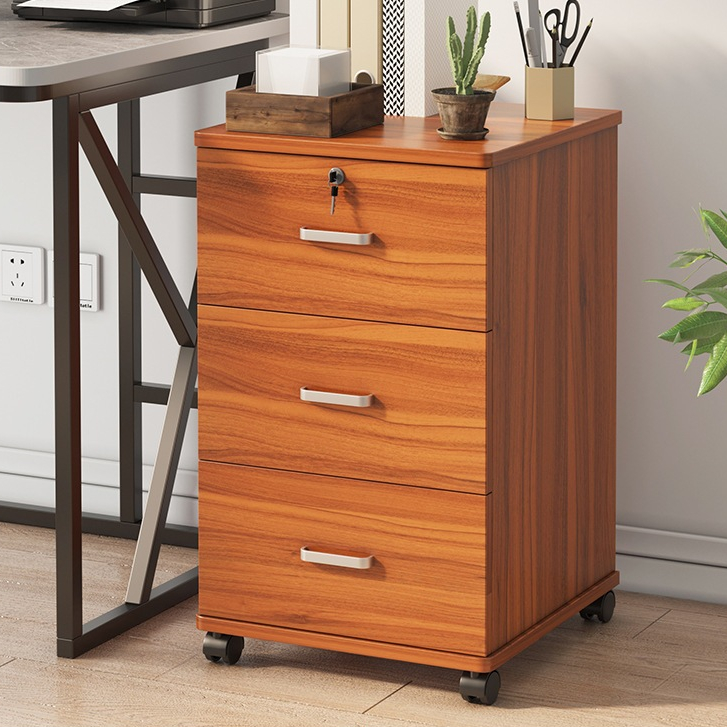 Wooden Office 3 Tier Drawers cabinet with drawer lock and flexi wheels ...
