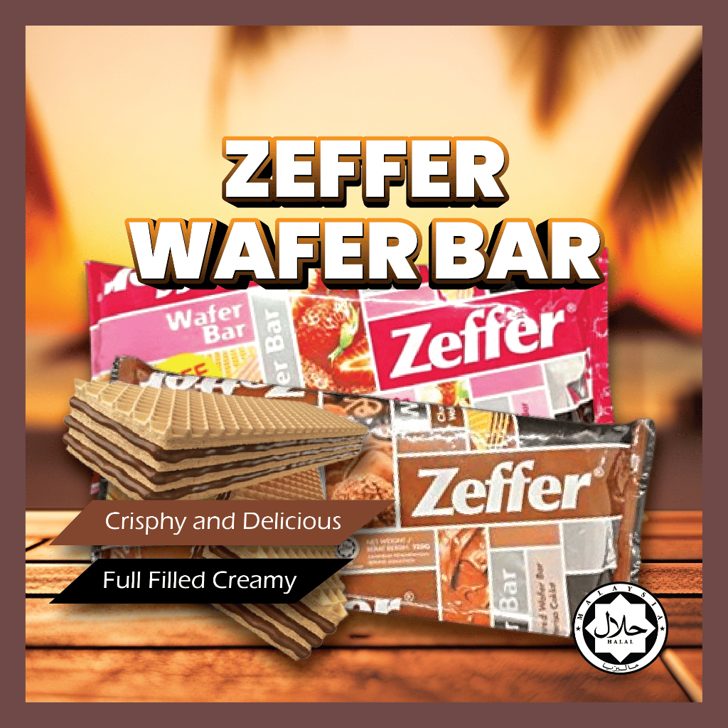 Zeffer Wafer Bar Chocolate / Milk / Orange / Strawberry 120g | Shopee ...