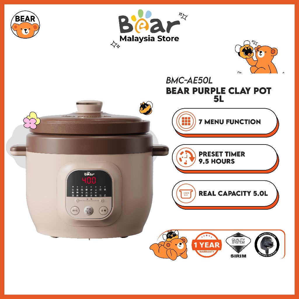 Bear Electric Stew Pot Slow Cooker Purple Clay Pot Soup Pot Porridge ...