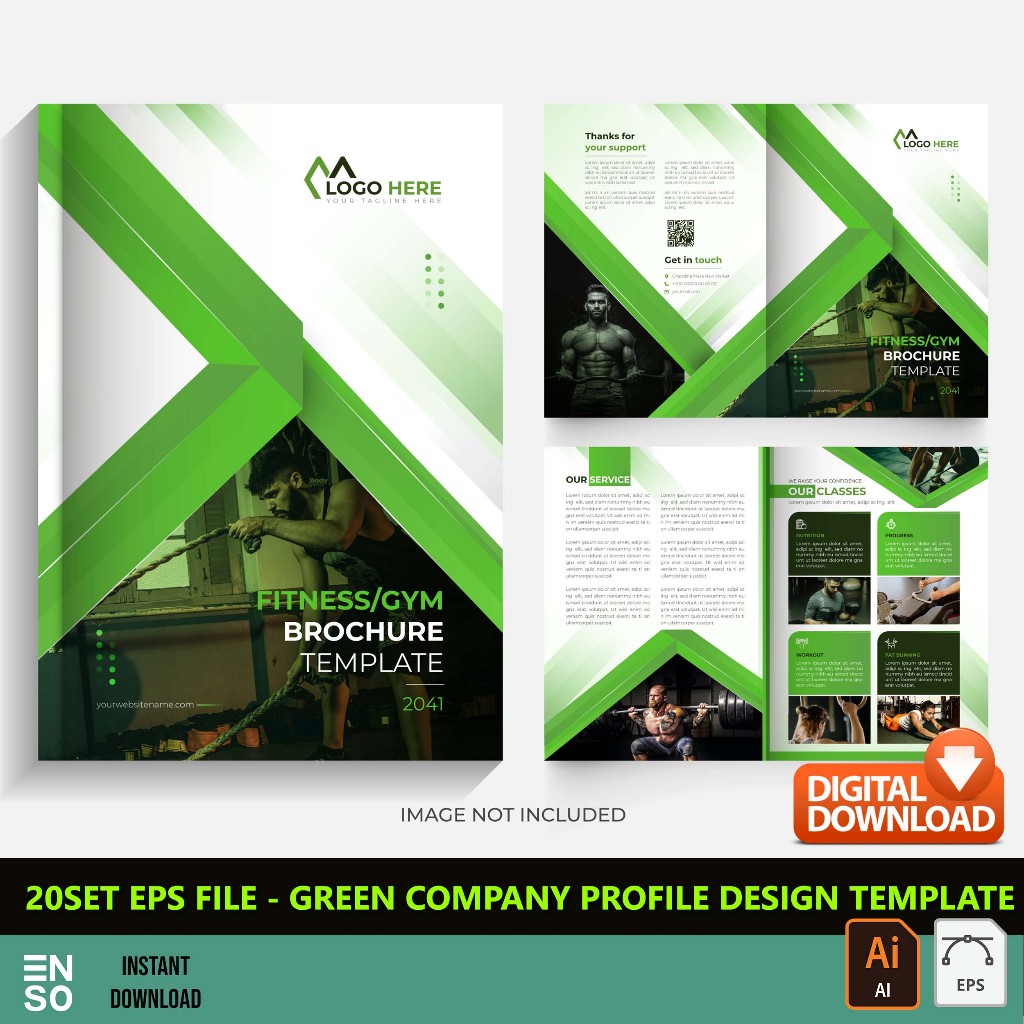 20Set EPS Files - Green Company Profile Template Design Files | Self ...