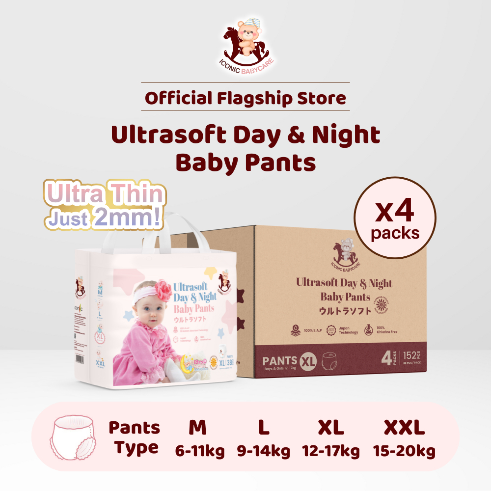 [Bundle of 4] Iconic Babycare Ultrasoft Day & Night Baby Diaper Pants ...