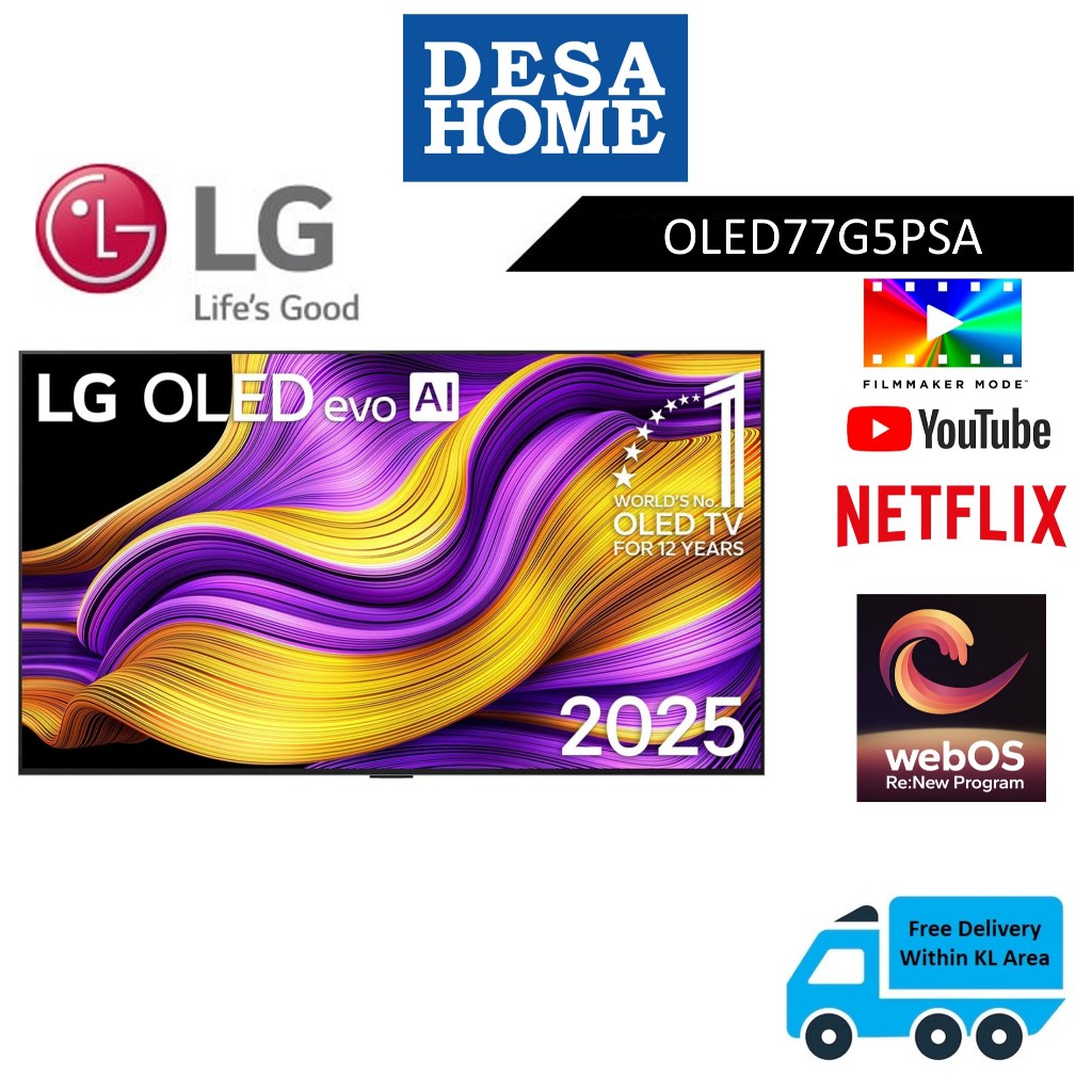 (FREE DELIVERY WITHIN KL/PJ) LG OLED77G5PSA 77" OLED EVO 4K UHD SMART AI TV | Shopee Malaysia