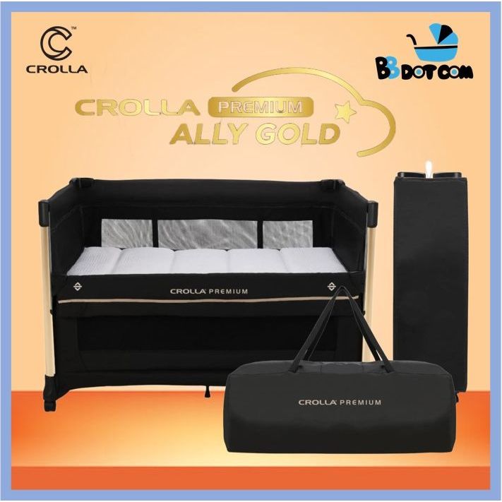 Crolla Premium Ally Gold Bedside Baby Cot / Travel Cot / Playpen Cot ...