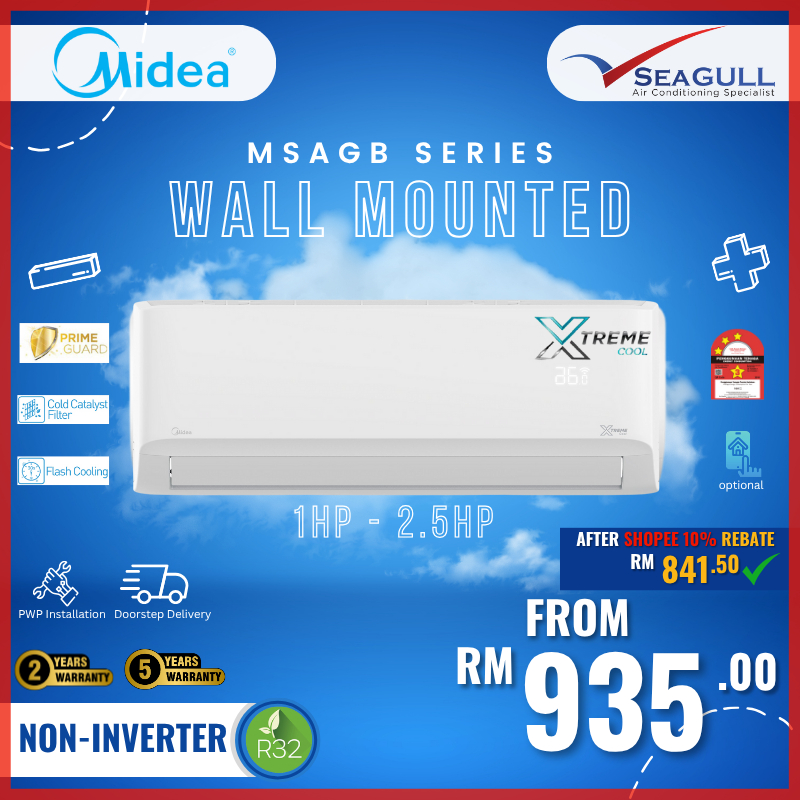 Midea Non Inverter R32 Wall Mounted Xtreme Cool Series 1.0HP-2.5HP ...