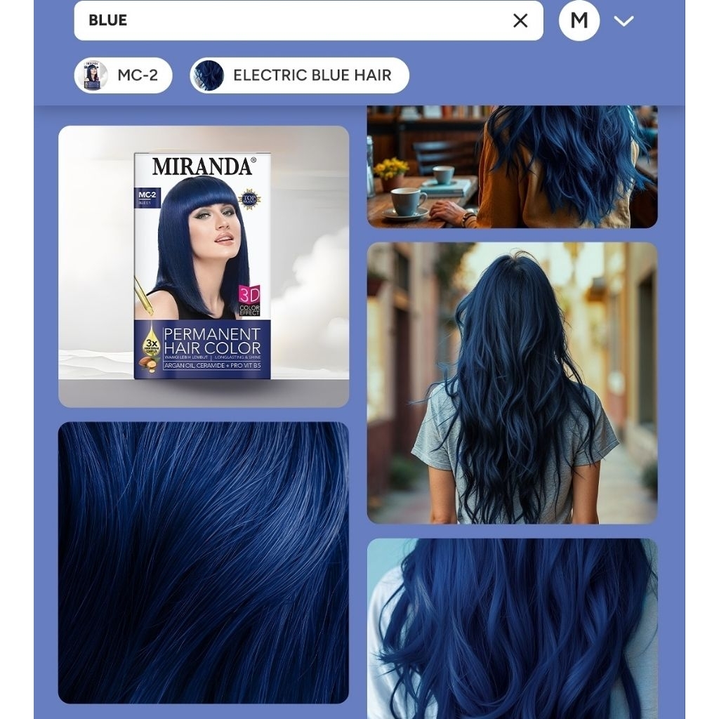 MIRANDA HAIR COLOR MC-2 BLUE 30ml | Shopee Malaysia