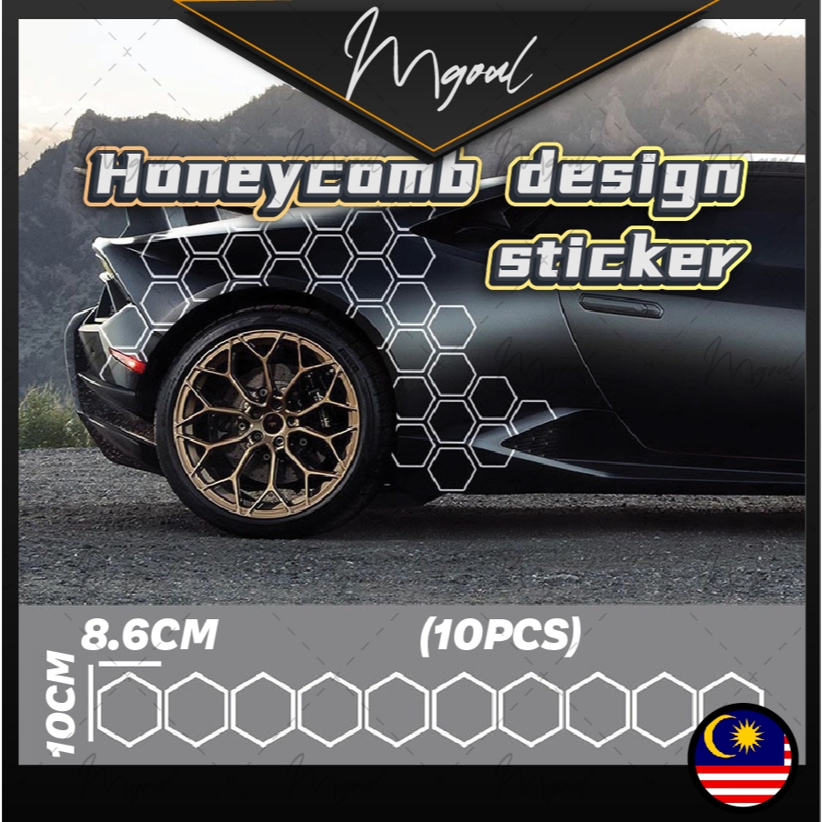 Honeycomp design Reflective Car Stickers – 10pcs 1 set DIY Honeycomb ...