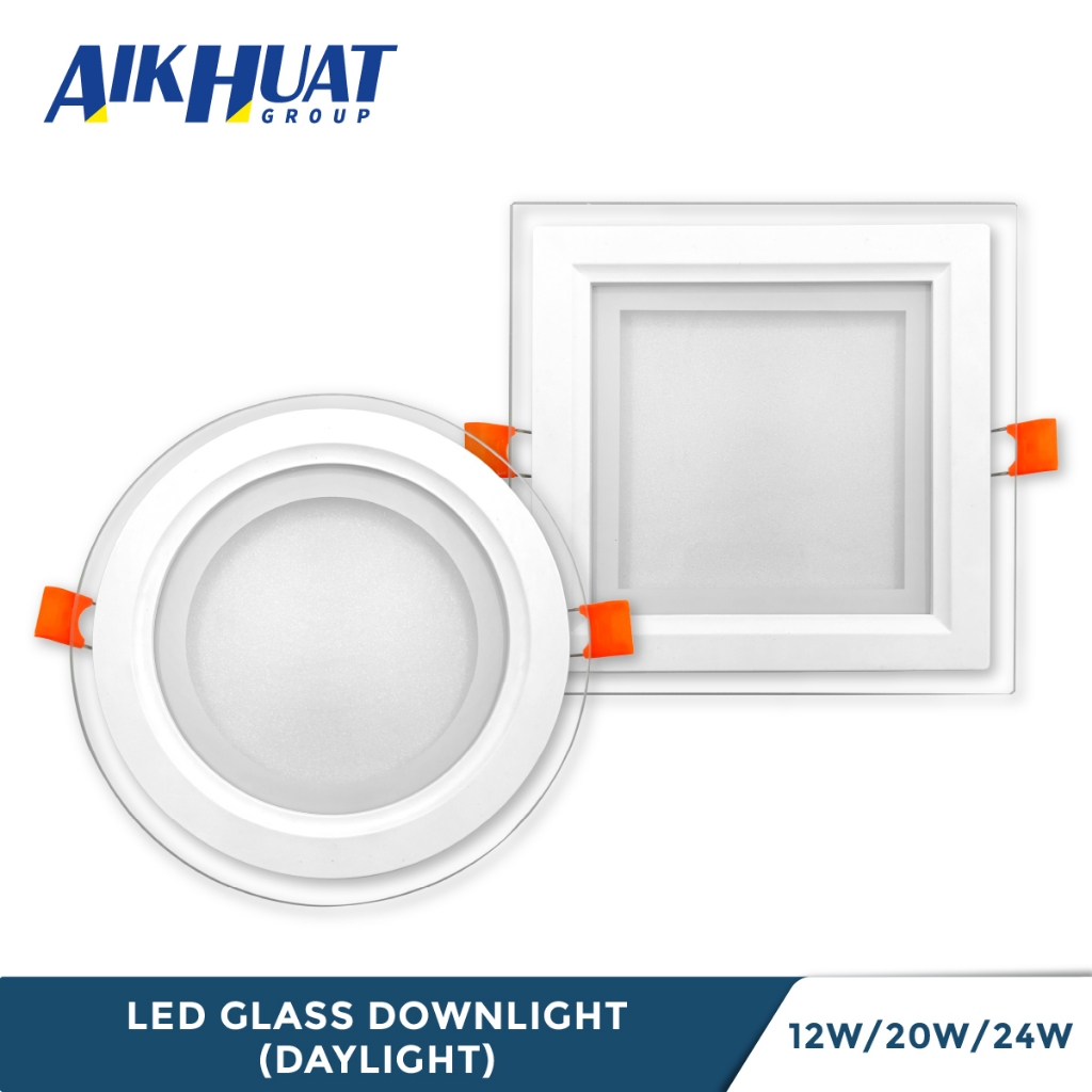 (Sirim) LED Downlight 6" 4" Round Square 24W 20W 12W Recessed Glass ...