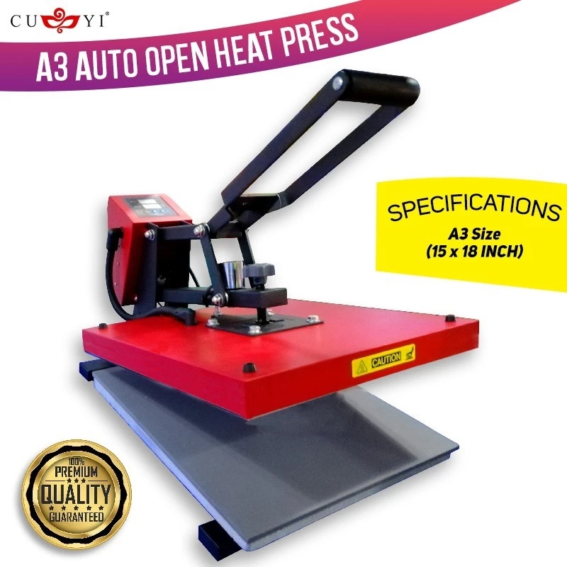 A3 Size Heat Press Machine / Heat Transfer Machine Automatic Clamshell ...