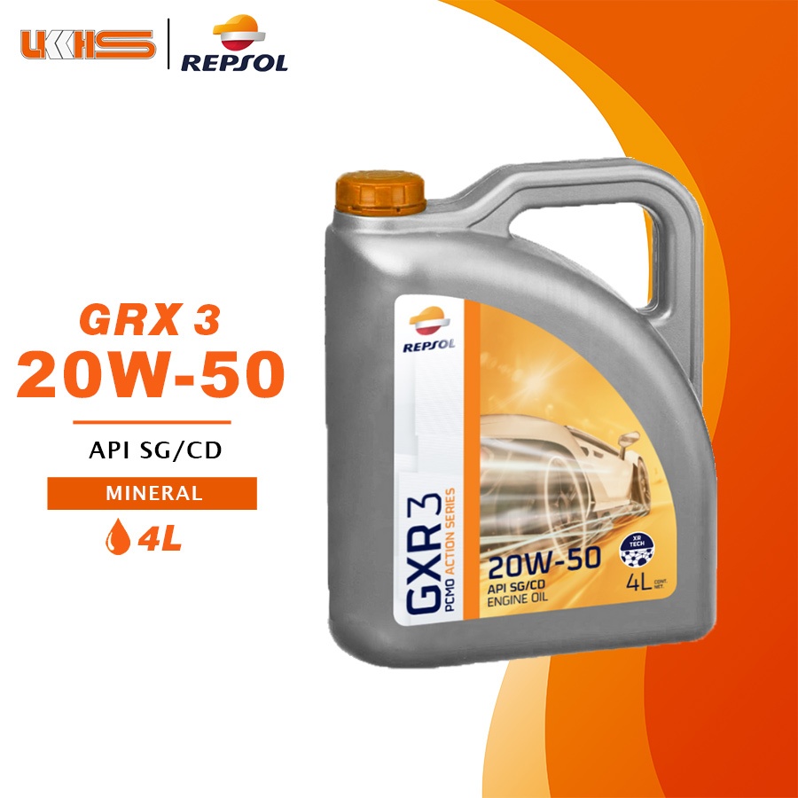 REPSOL GXR 3 20W-50 SAE API SG/CD MINERAL ENGINE OIL (4 LITERS ...