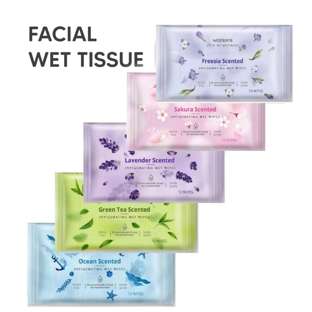 Watsons Watson Wet Wipes Tissues 10s x 3 Lavender/Rose/Sakura/Ocean ...