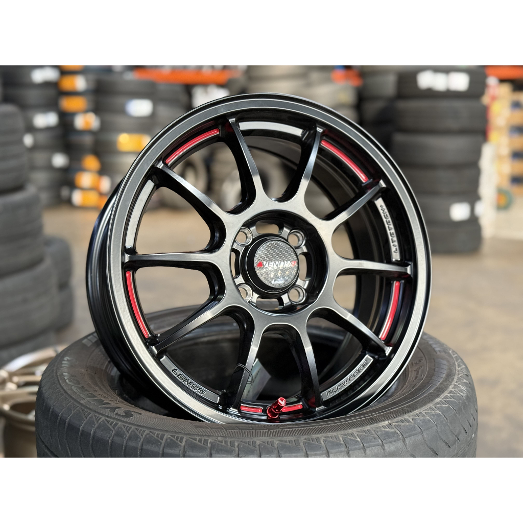 NEW 15X6.5J Lenso Venom VND Rim (set of 4) Satin Black 4X100 for Axia Bezza NBox Taft Canbus ...