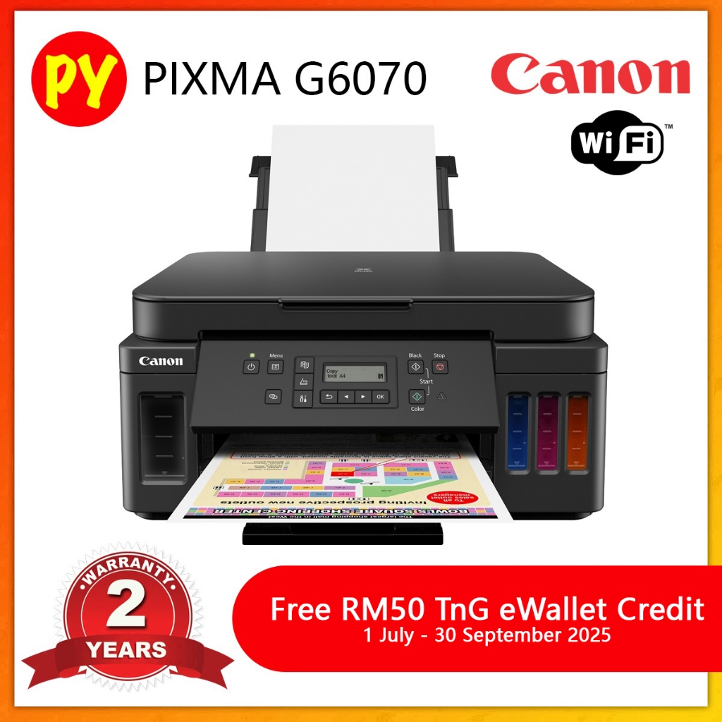 Canon PIXMA G6070 Refillable Ink Tank All-In-One Color Printer (Duplex ...
