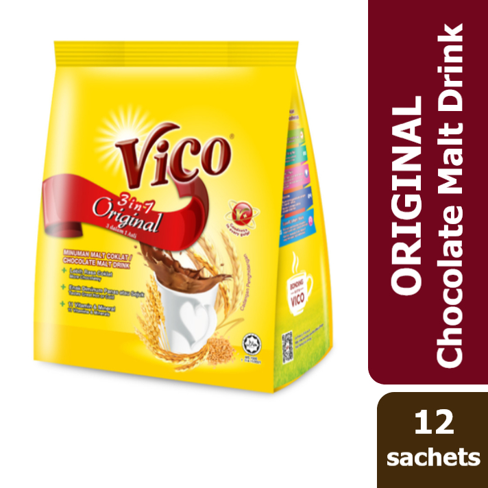 VICO 3 in 1 Original Chocolate Malt Drink 32g x 12 Sachets | Shopee ...