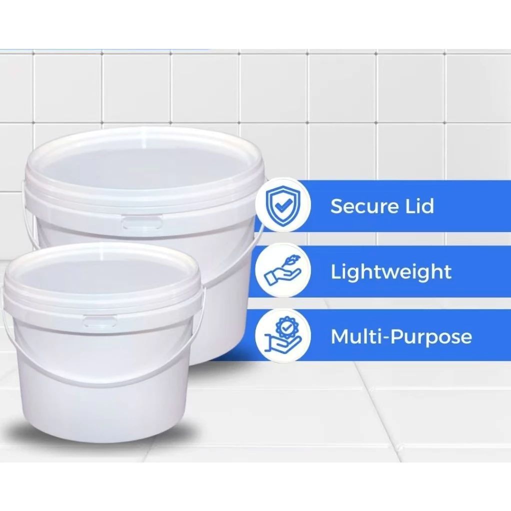 5L & 20L Multipurpose Plastic Bucket White Storage Packaging With Lid ...