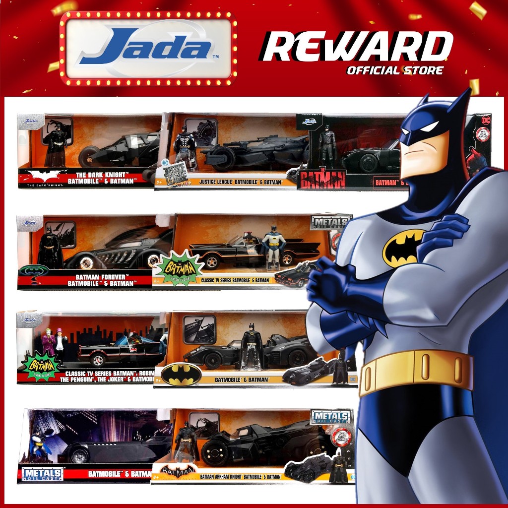 Jada DC Comics Batman Batmobile with Batman Figure 1:24 Scale Metals ...
