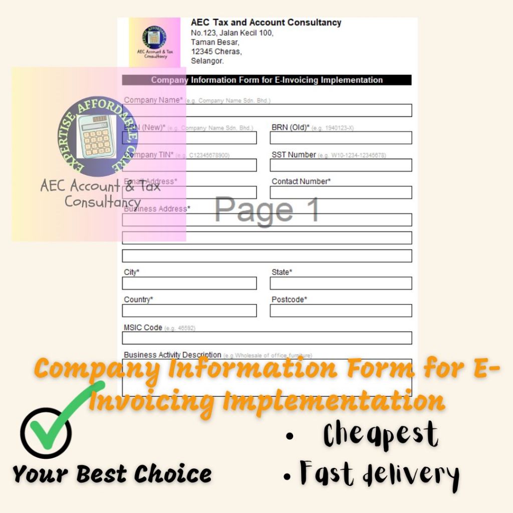Company Information Form for E-Invoicing / E-invoice Implementation ...