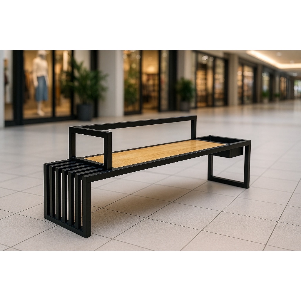 stylish modern long bench / metal wood quality | Shopee Malaysia