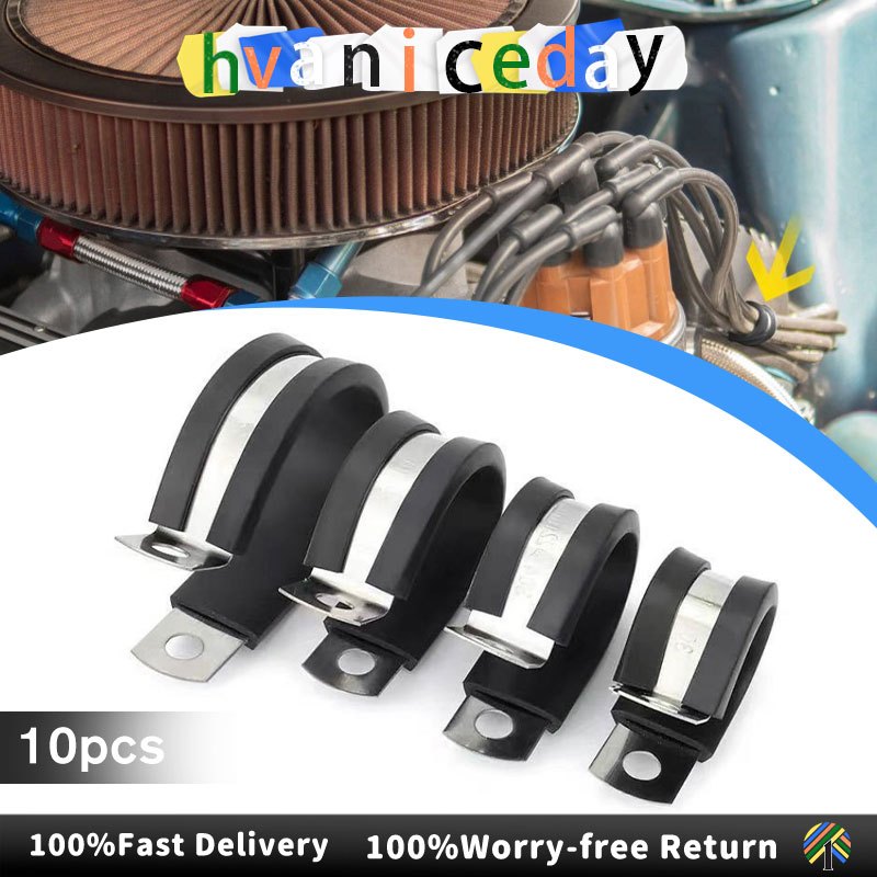 10Pcs 304 Stainless Steel With Rubber Strip Oil Pipe Wire Cable Fixing ...