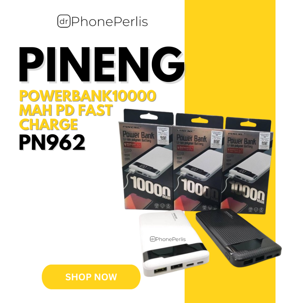 PINENG POWERBANK 10000MAH PD FAST CHARGE PN962 POWERBANK MURAH ...