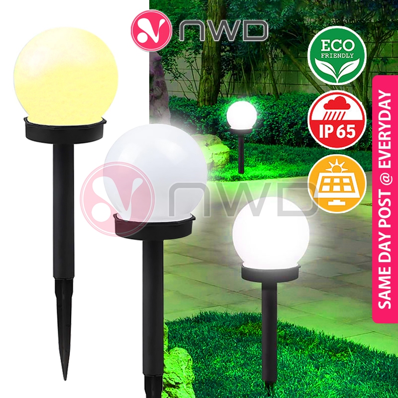 𝟮 𝗣𝗖𝗦 》 Solar Panel LED Round Ball Light Garden Outdoor Pathway ...