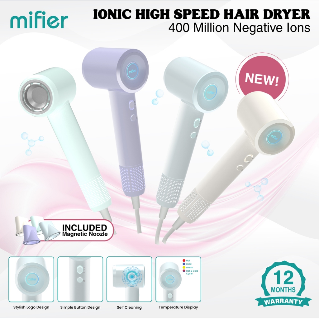 Mifier HD01 Lite Pengering Rambut 400 Million Negative Ions High Speed ...