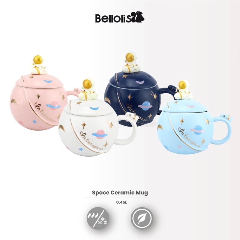 3D Space 450ml Ceramic Mug / Tea Mug / Tea Cup with Handle and Spoon ...