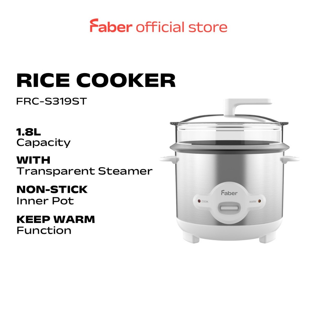 Faber Traditional Rice Cooker with Steamer FRC-S319ST (1.8L) | Shopee ...