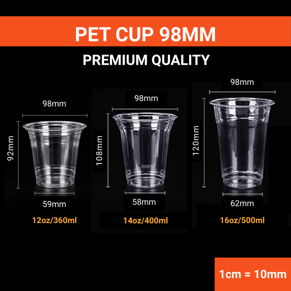 【Ready Stock】 Coffee Latte Tea PET Cup 12/14/16oz with PP Plastic Cup Lid 90/95/98mm | Shopee ...