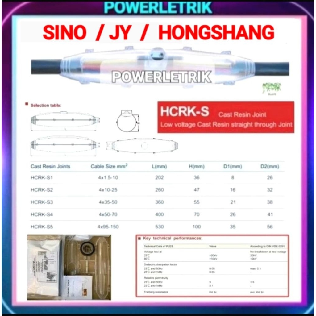 SINO S1 /JY / HONGSHANG HCRK-S1/S2/S3 CAST RESIN CABLE JIONT KIT ...