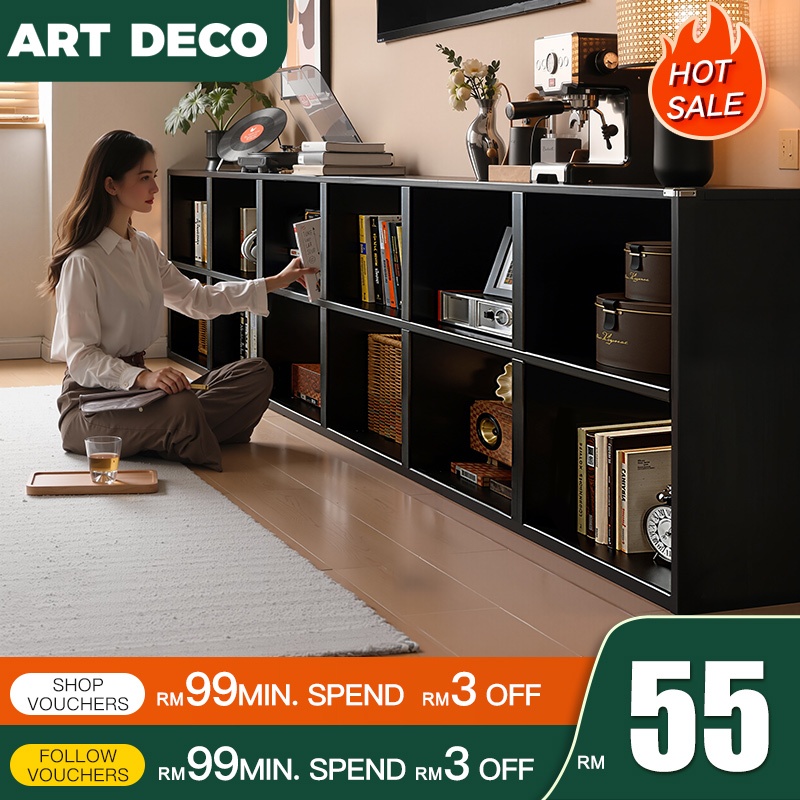 Almari Buku Book Cabinet Rak Buku Book Rack Black Modern Open-Storage ...