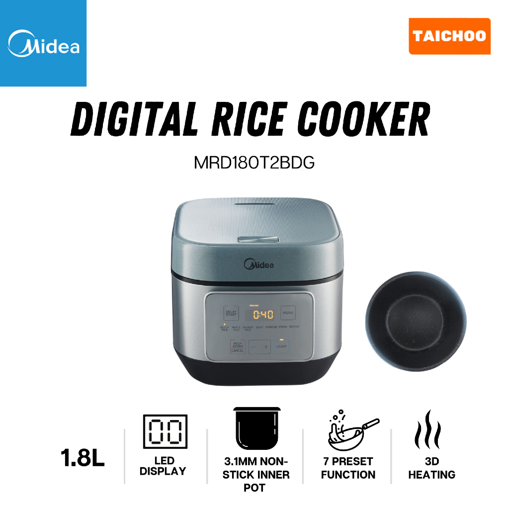 Midea Digital Rice Cooker 1.8L MRD180T2BDG | Shopee Malaysia