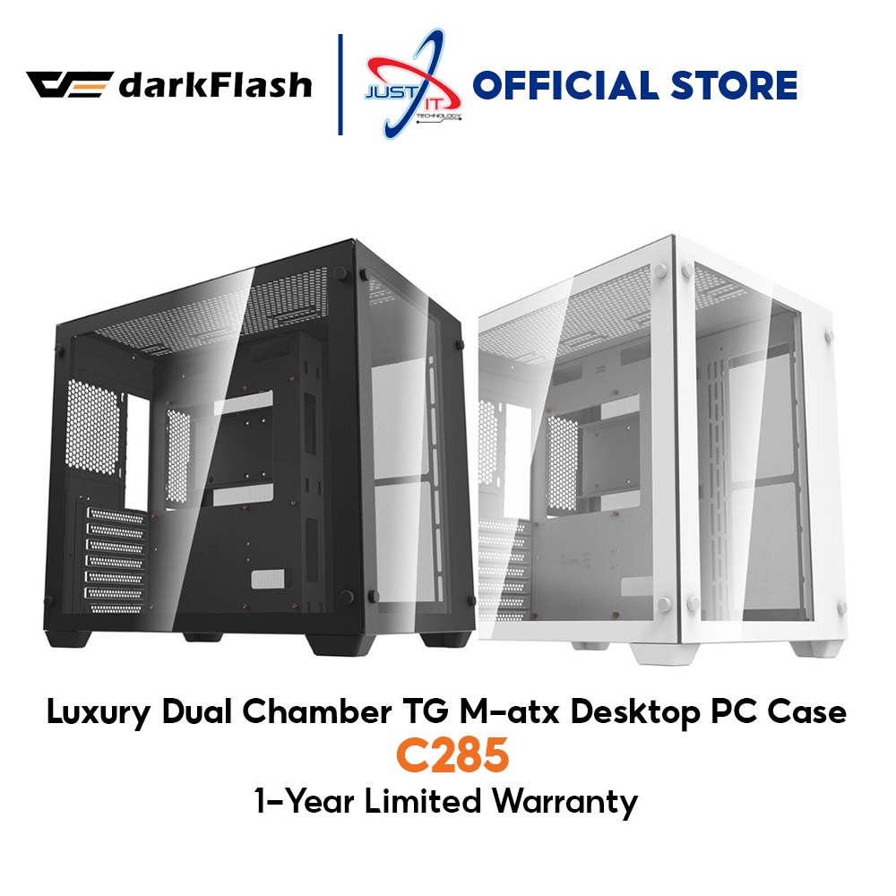 AIGO DARKFLASH C285 LUXURY DUAL CHAMBER TG M-ATX DESKTOP PC CASE ...