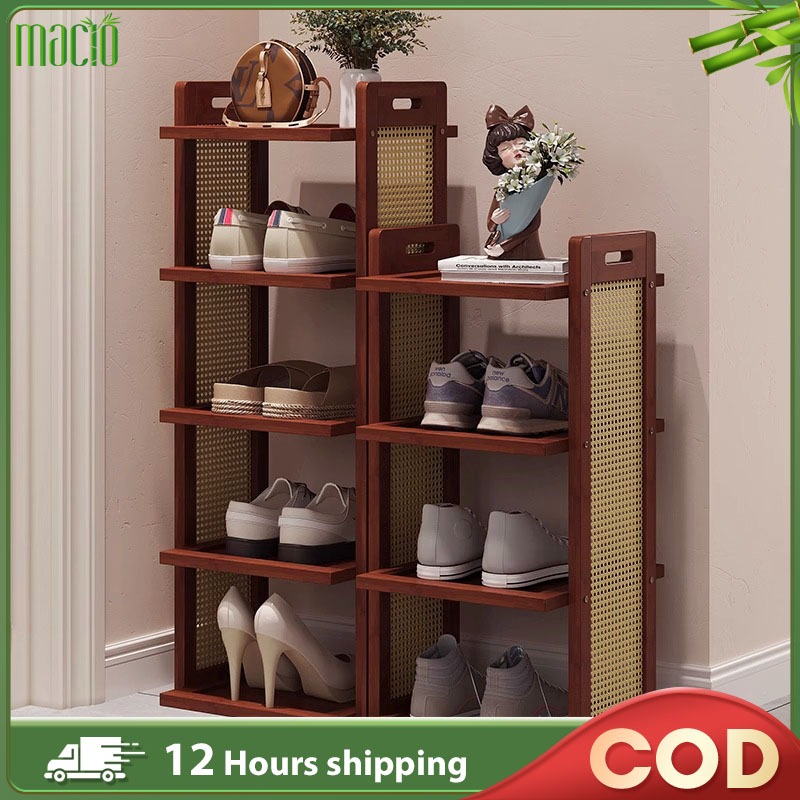 Bamboo Shoe Rack Rak Kasut Kayu 4/5/6/7 Layers Organizer Shoe Rak ...