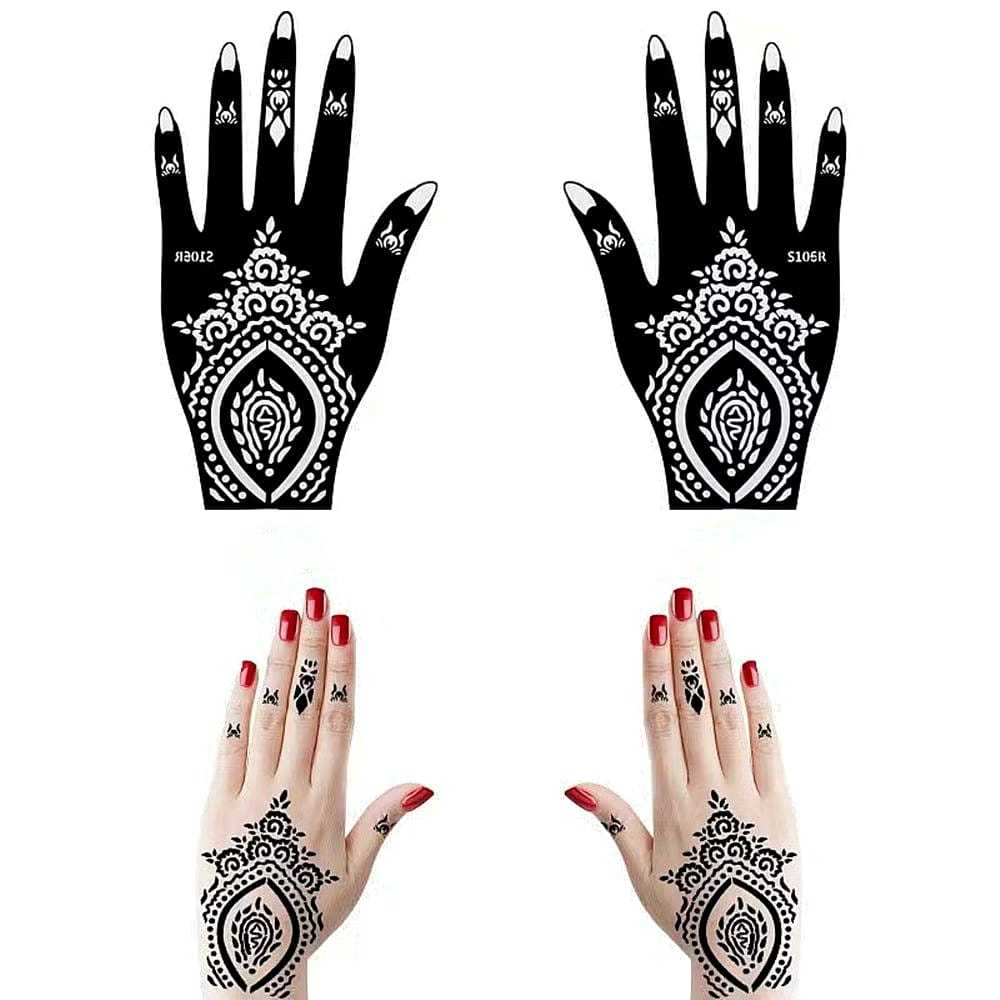 DIY Henna Design Template Henna Sticker 1 Pair Nail Henna Tattoo Cream ...