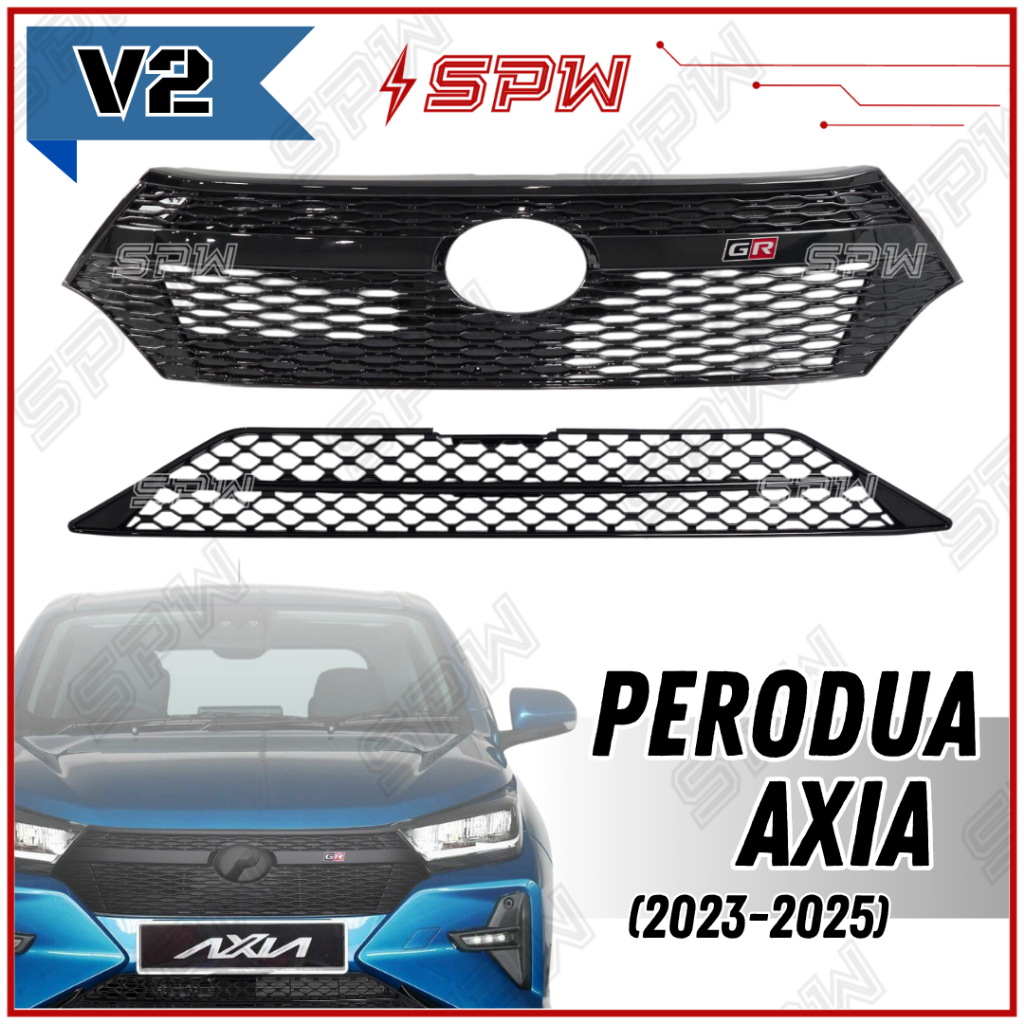 Perodua Axia (2023-2025) V2 GR-Sport Front Grill Top Lower Grill Mesh ...