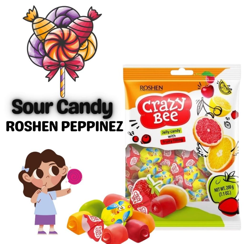 Roshen Crazy Bee Soft Fruity Gummy Candy | Premium Chewy Sweets (200g ...