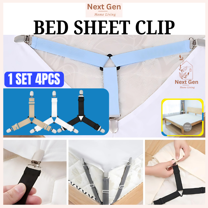 NextGen Adjustable Bed Sheet Grippers Mattress Clips Elastic Bed Clips ...