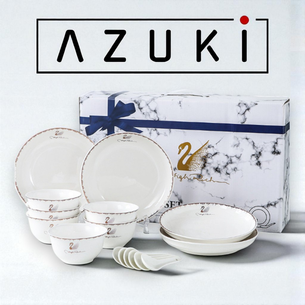 AZUKI Ceramic Dinnerware Gift Set With Box Bowl Set Mangkuk Pinggan ...