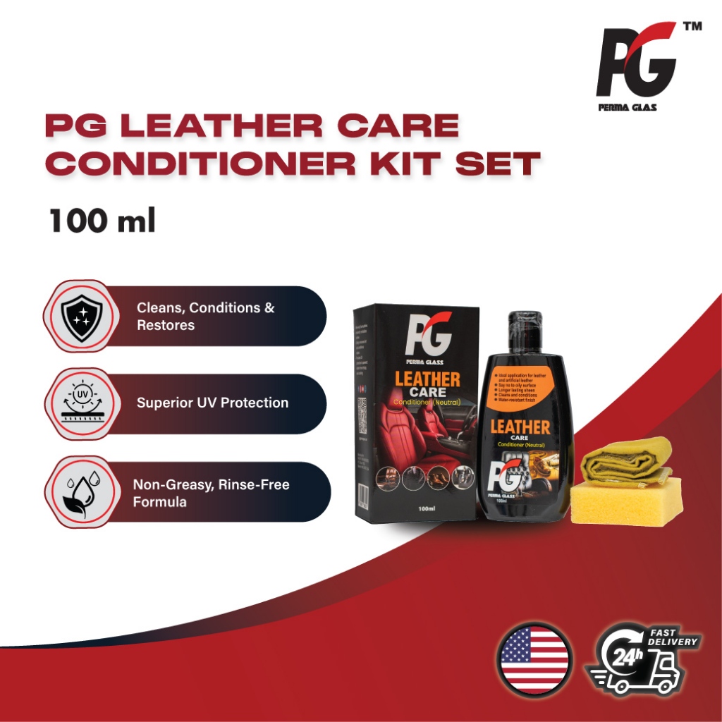 PG Leather Care Conditioner Kit Set (100ml) | UV Protection, Non-Greasy ...