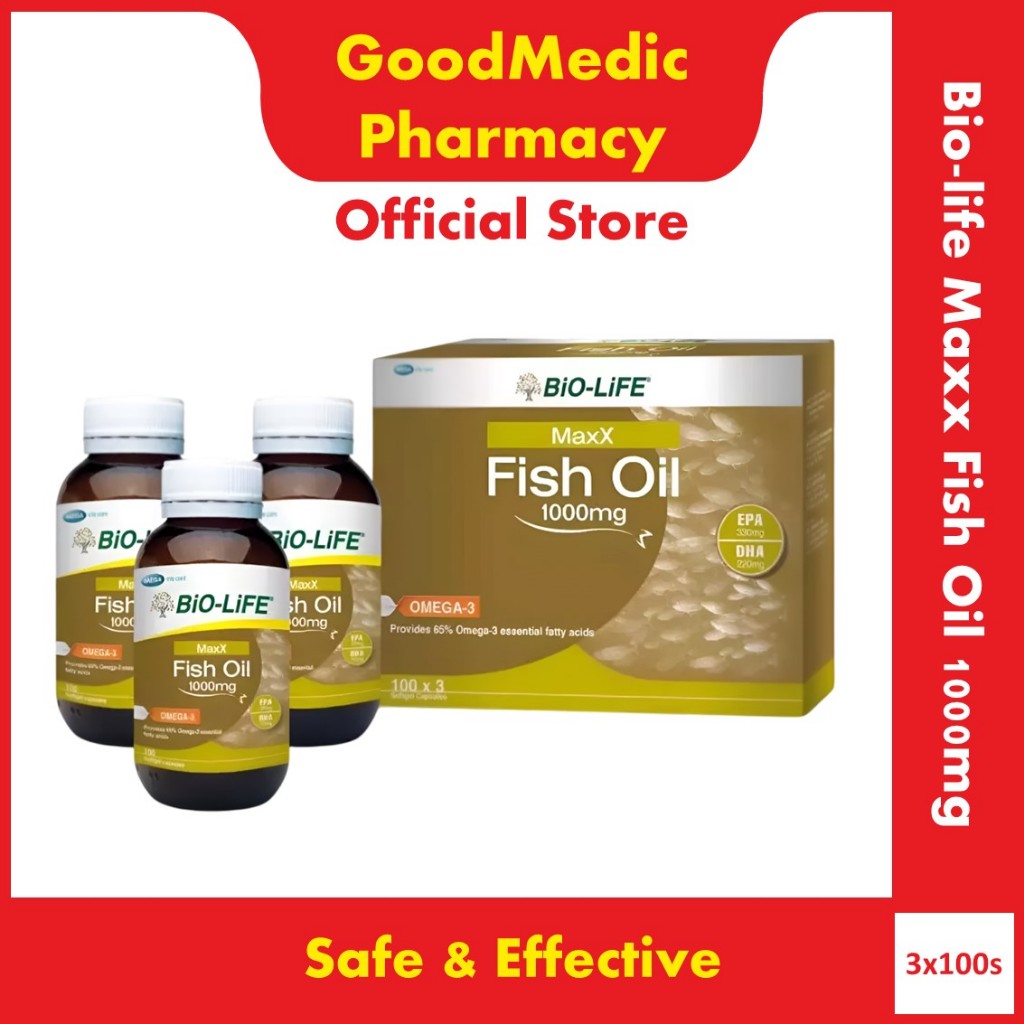 Bio-life Maxx Fish Oil 1000mg Softgel Capsule (3x100s) | Shopee Malaysia