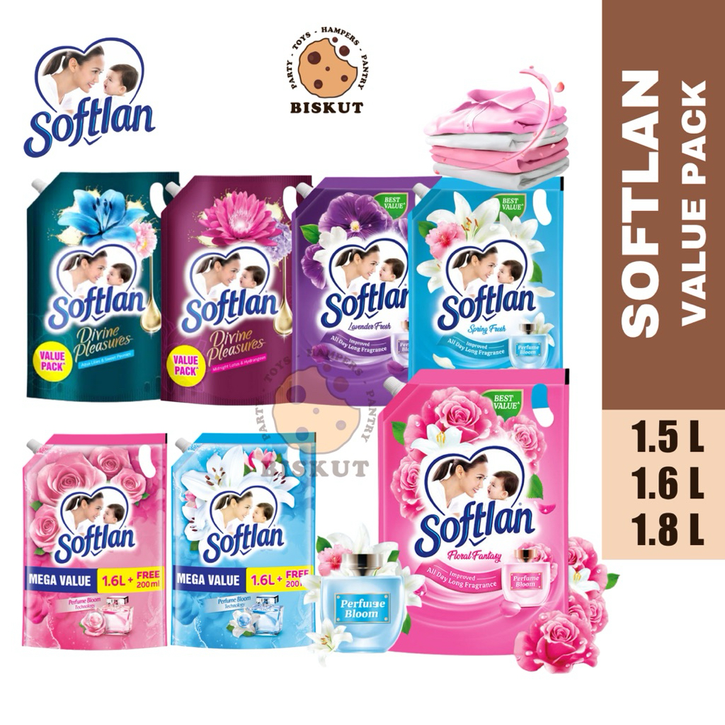 Softlan Fabric Softener Refill Value Pack (1.5L / 1.6L / 1.8L) – Long ...