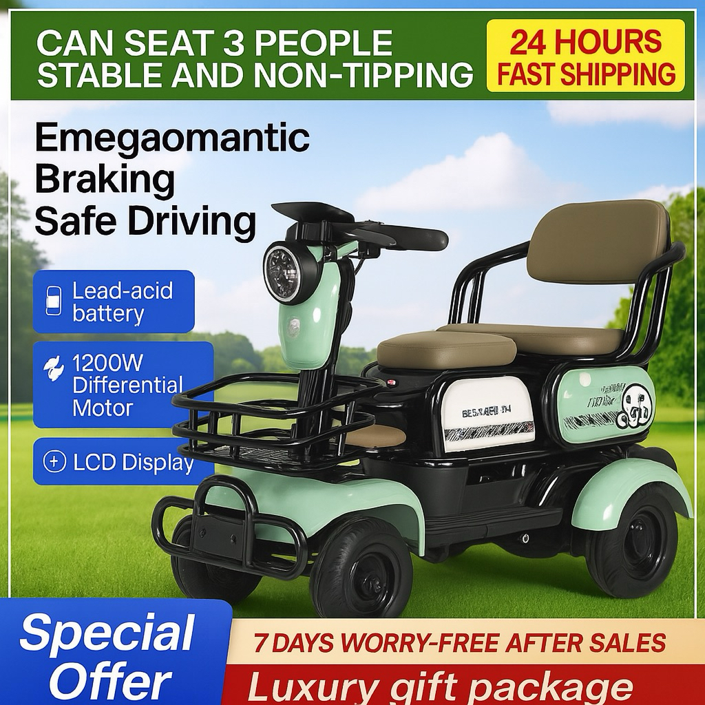 NEW Ebike Electric Scooter 4 Wheels Tricycle Adults Four Wheel Electric ...