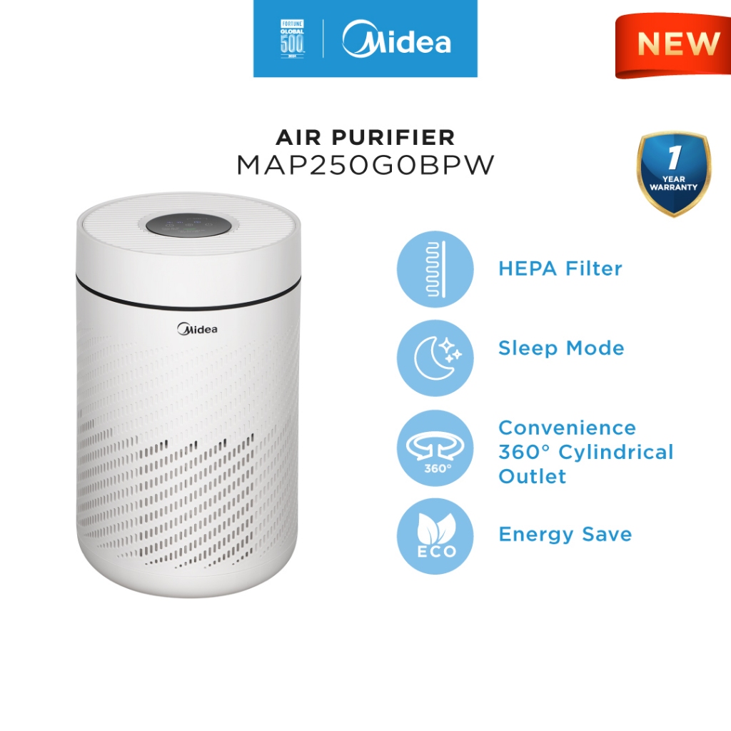 Midea MAP250G0BPW Air Purifier With H13 True HEPA Filter | Shopee Malaysia