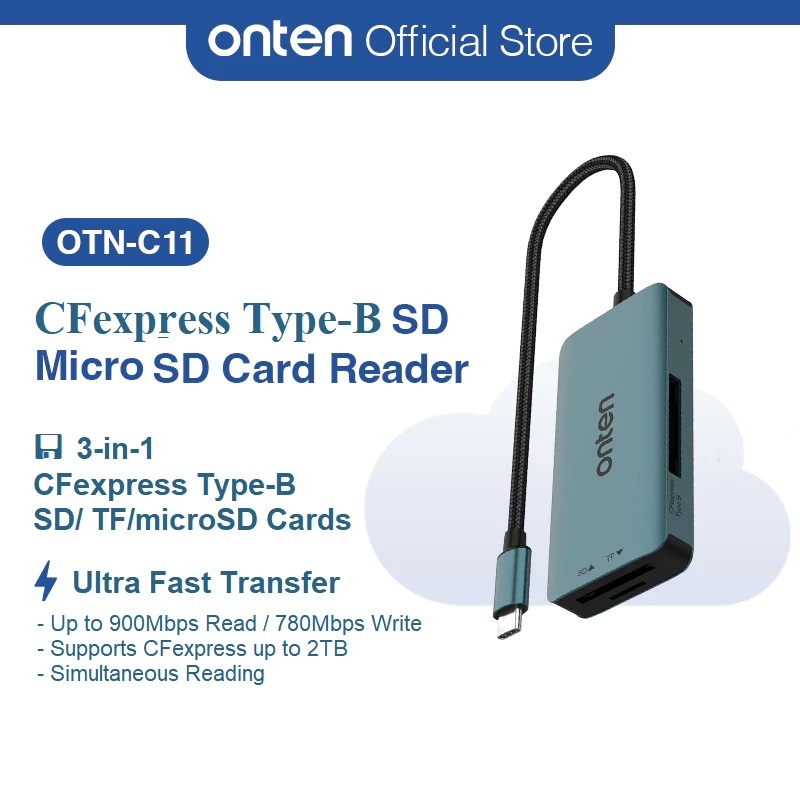 ONTEN 3-in-1 CFexpress Type-B SD TF Cards Reader Type C OTG Memory Card Adapter Micro SD Mac ...