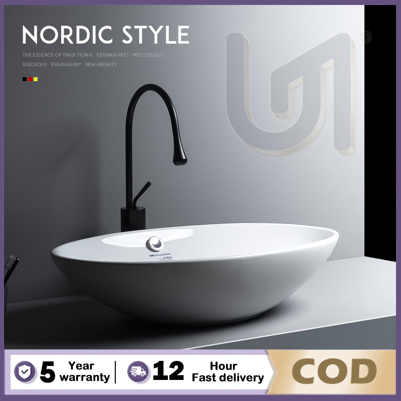 Counter Top Basin Ceramic Oval Full Glazing Table Top Basin Tandas ...