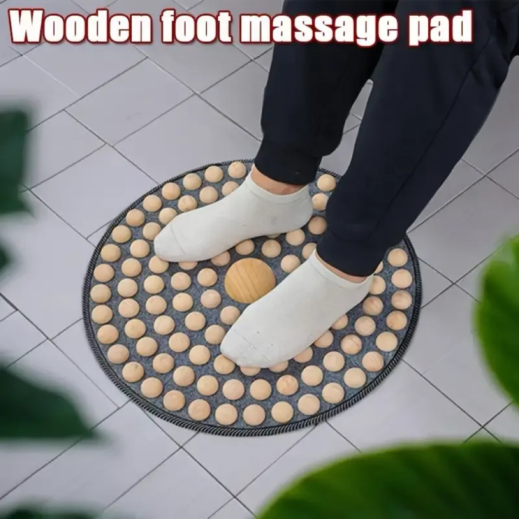 🇲🇾🐸50CM Solid Wood Foot Massage Yoga Mat, Round Acupoint Massage Tool ...