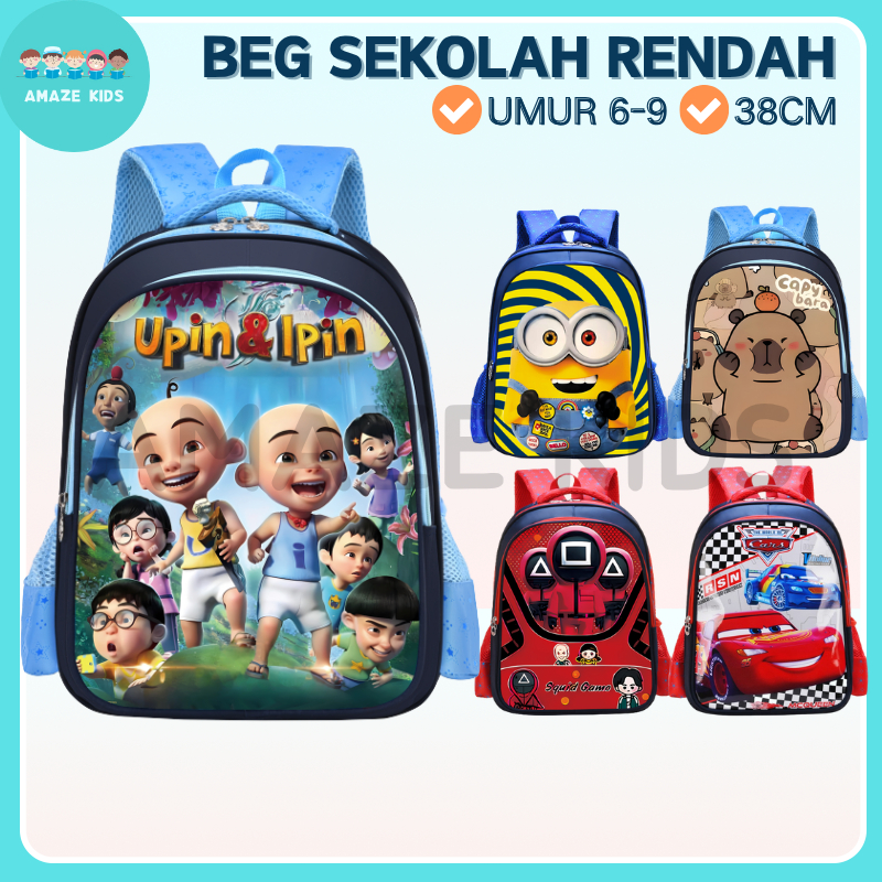 AMAZEKIDS Beg Sekolah Upin Ipin Minion Capybara Budak Lelaki Primary ...
