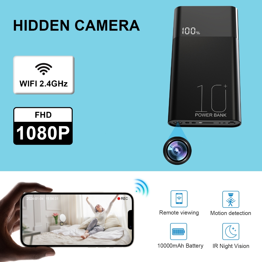 4K Power Bank Camera with WiFi | Mini Spy Cam, Hidden Design, Motion ...