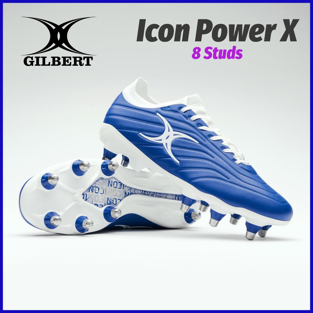 Gilbert Icon Power X Rugby Boots 8 Stud Blue Kasut Boot Ragbi | Shopee ...