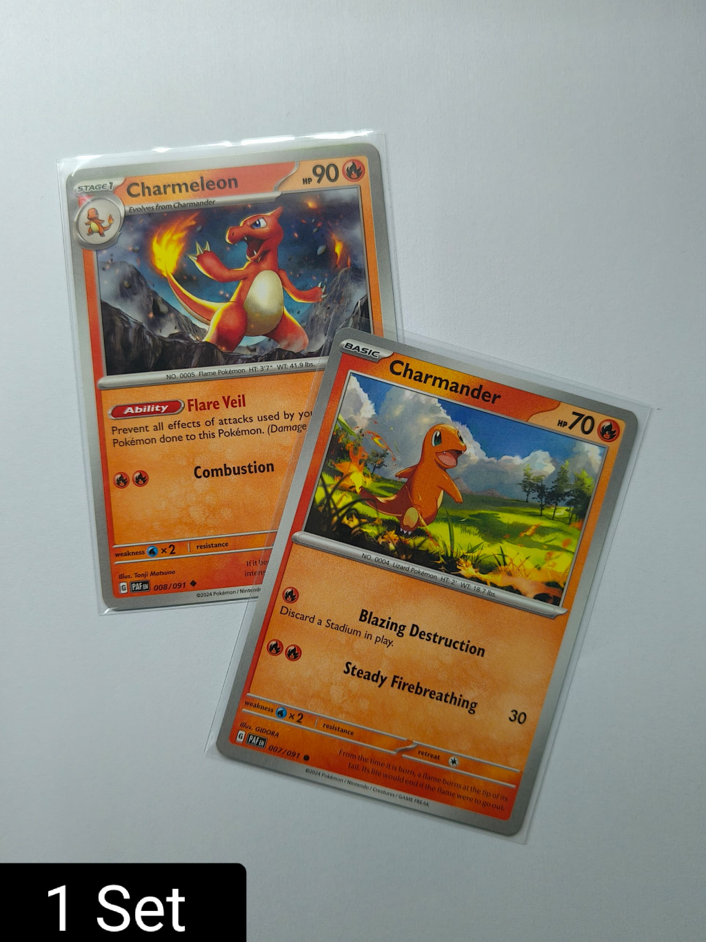 Pokemon Trading Card - Charmander - 007/091 & Charmeleon - 008/091 - SV ...